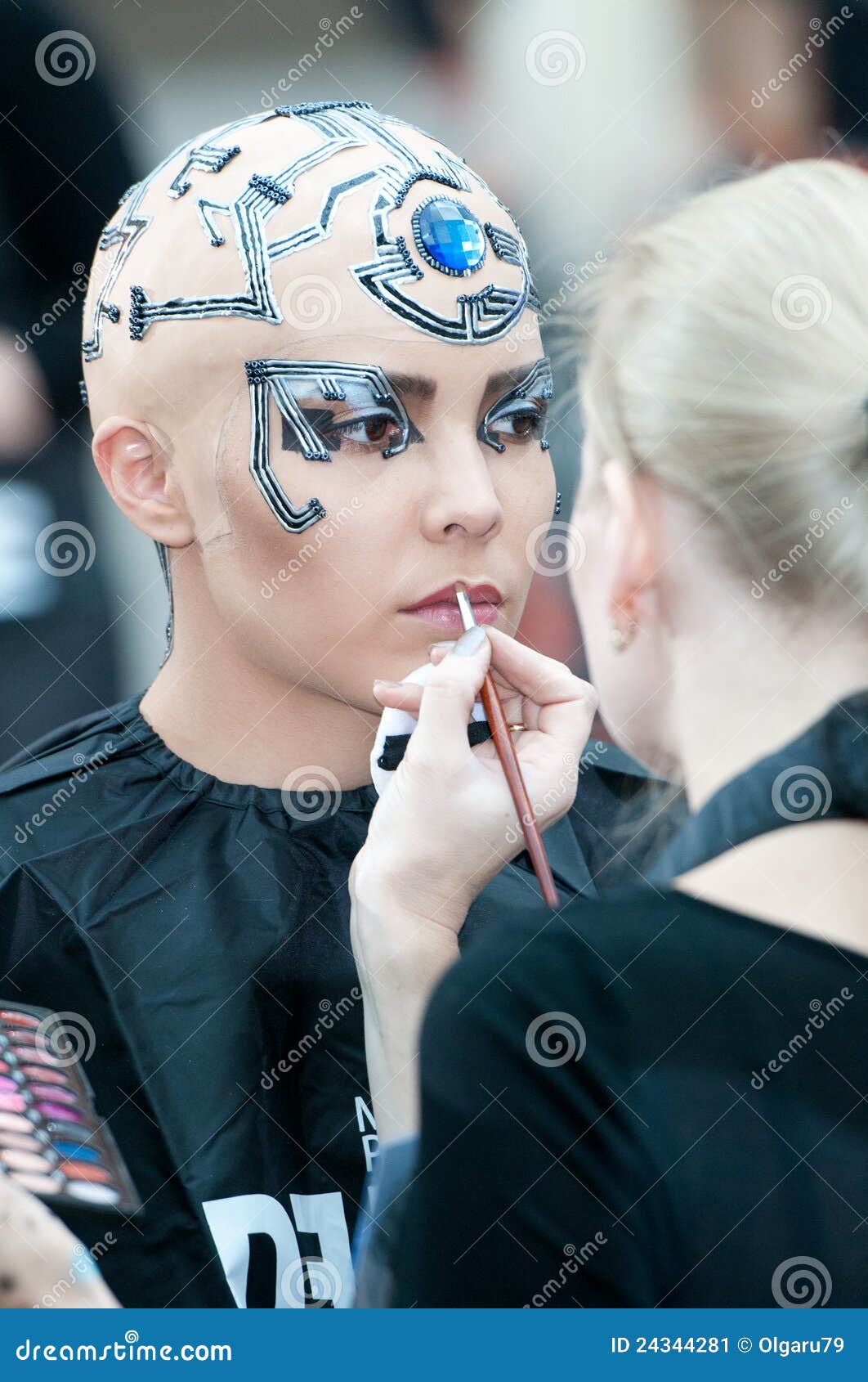 Stylist and Model on Show for Creative Makeup Editorial Photo - Image ...