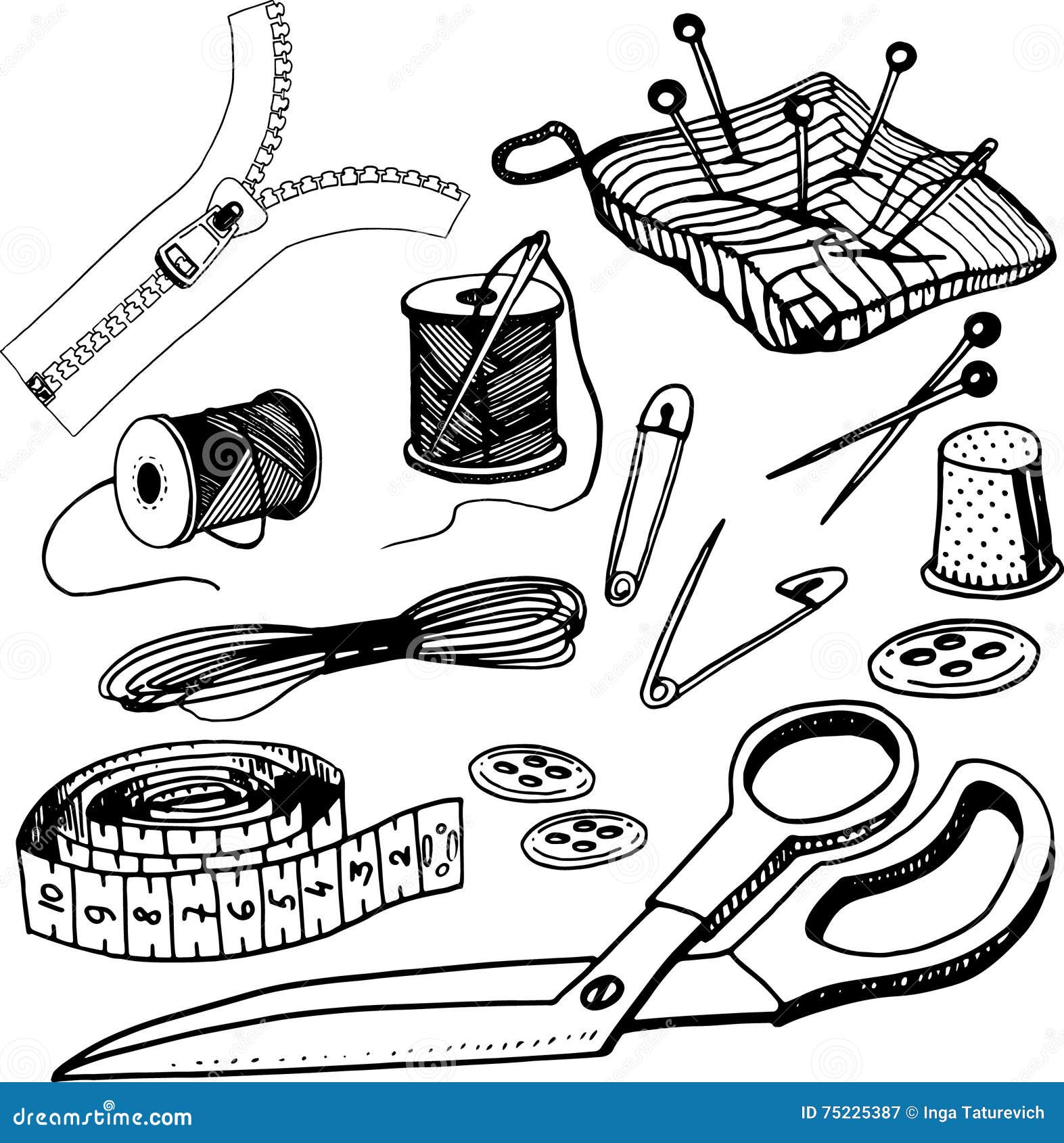 Stylist tool stock vector. Illustration of needles, needle - 75225387