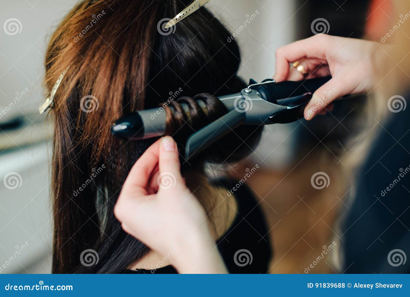 Stylist Working in a Beauty Salon and a Nice Lady Stock Photo - Image ...