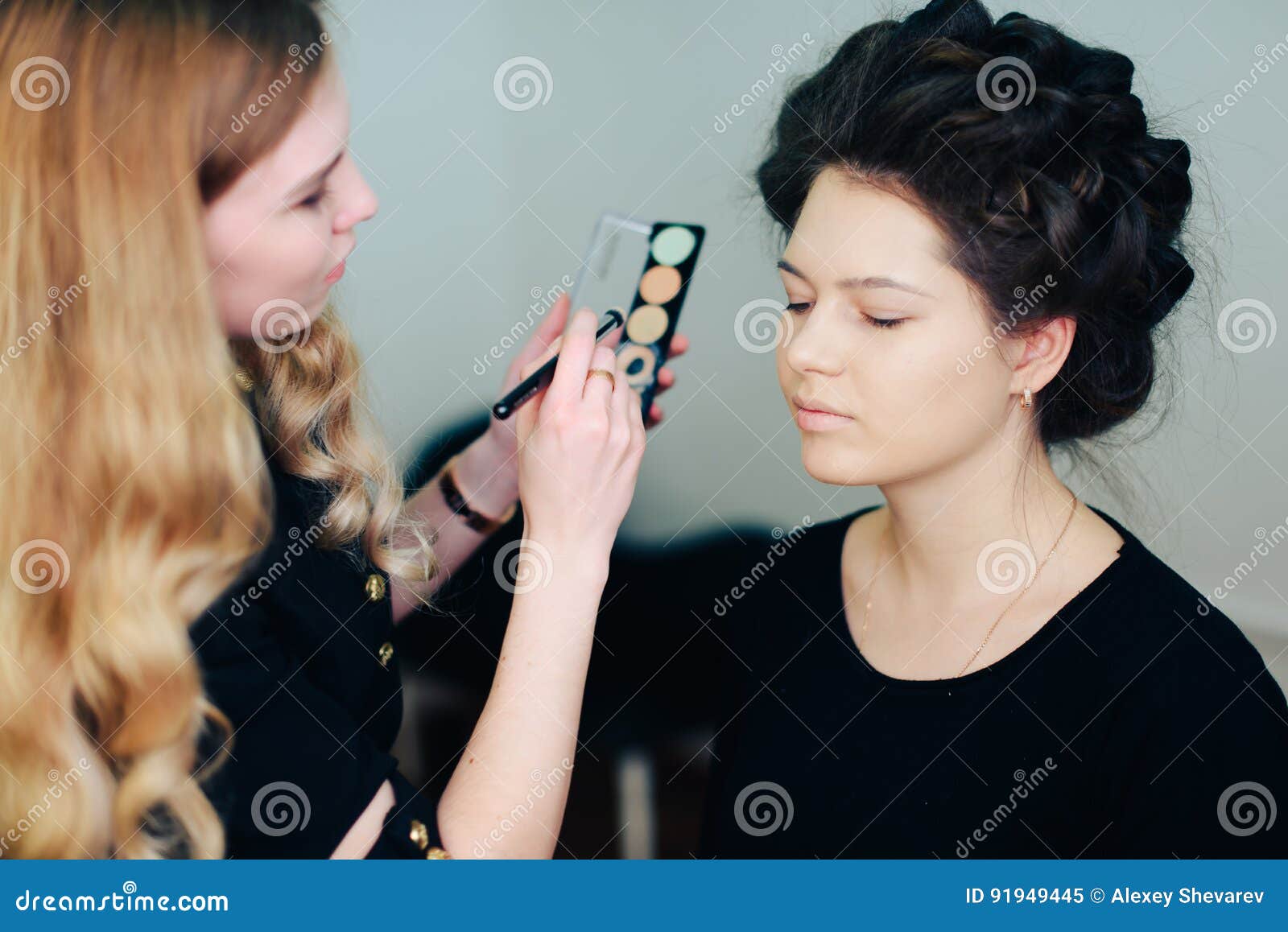 Stylist Working in a Beauty Salon and a Nice Lady Stock Image - Image ...
