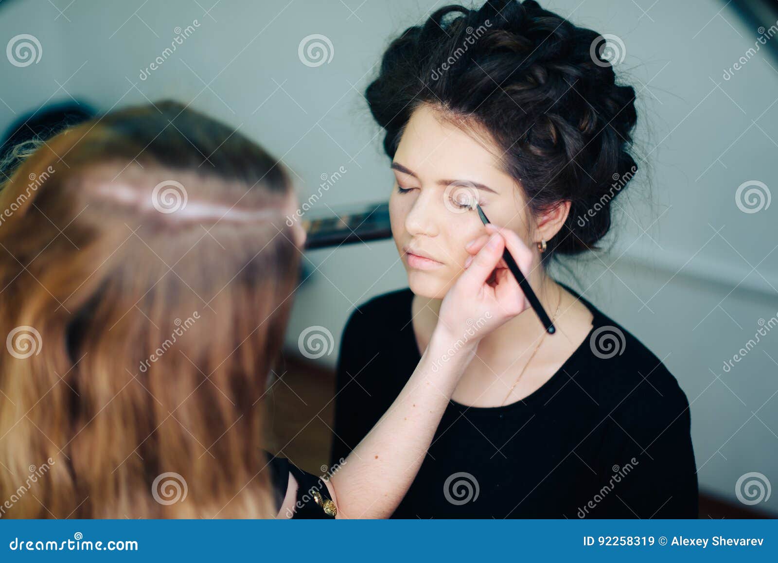 Stylist Working in a Beauty Salon and a Nice Lady Stock Image - Image ...