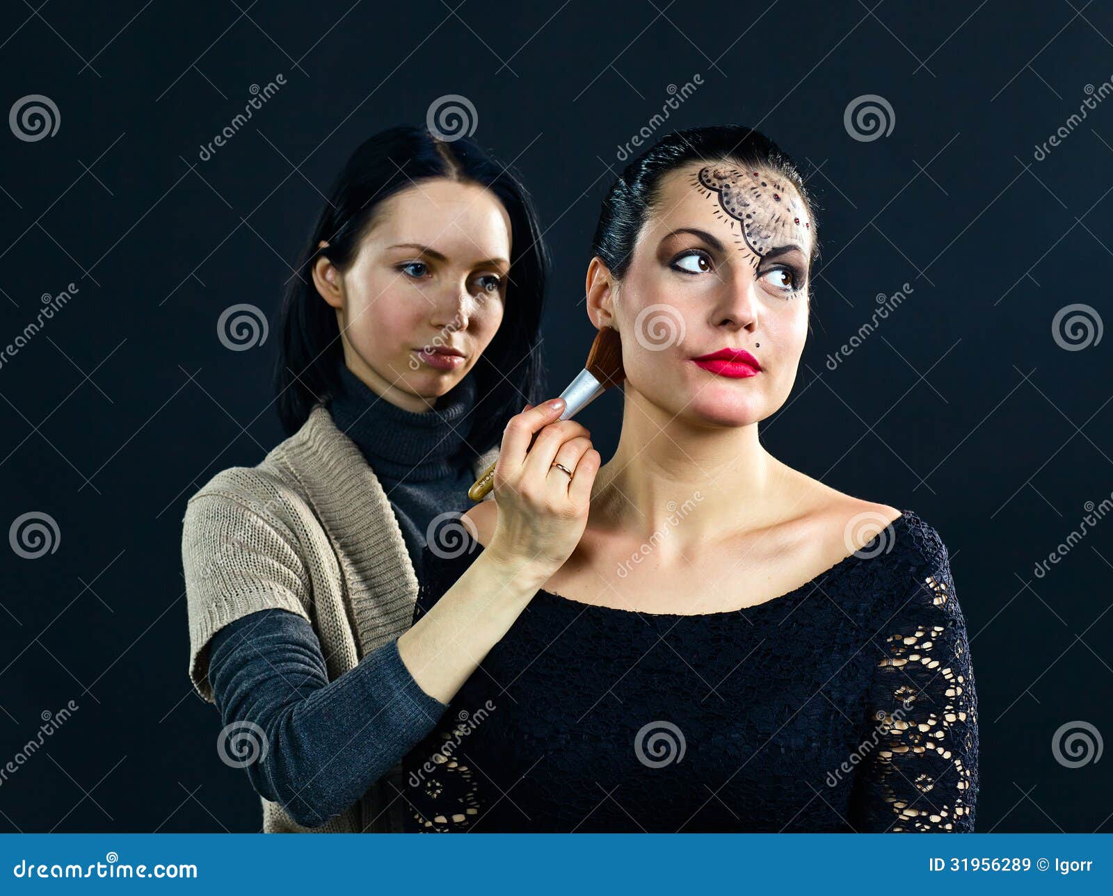 Stylist works with model stock image. Image of lady, attractive - 31956289