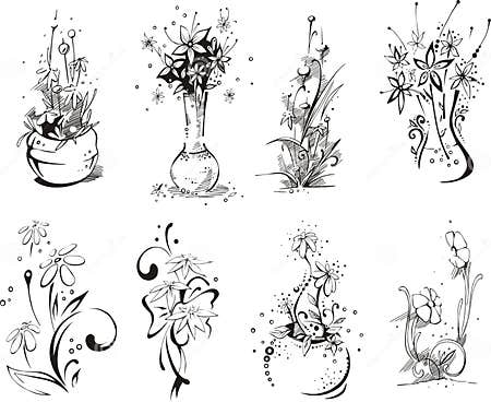 Stylistic flower designs stock vector. Illustration of pattern - 28651765