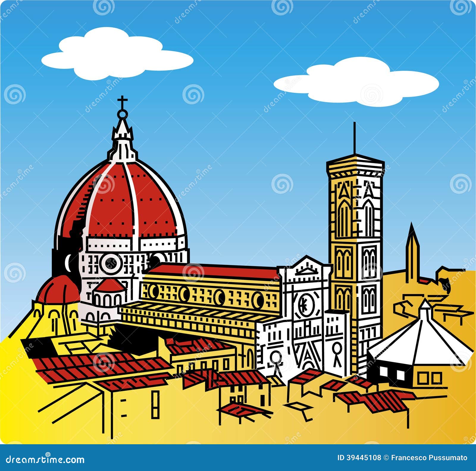 Cathedral In Florence, Italy. Vector Hand Drawn Sketch | CartoonDealer ...