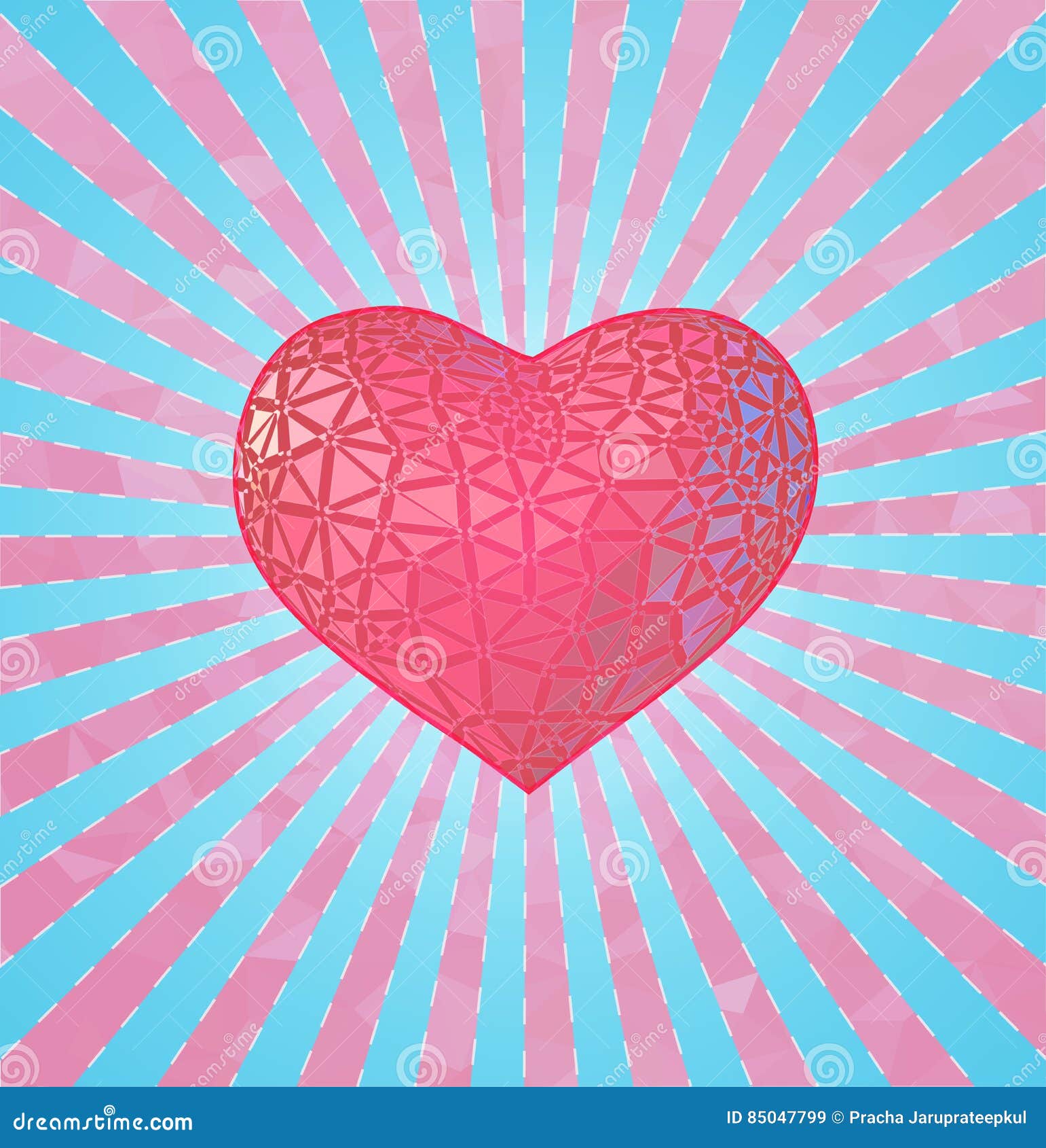 Stylize Pink Heart on Blue Light Shine BG Stock Vector - Illustration ...