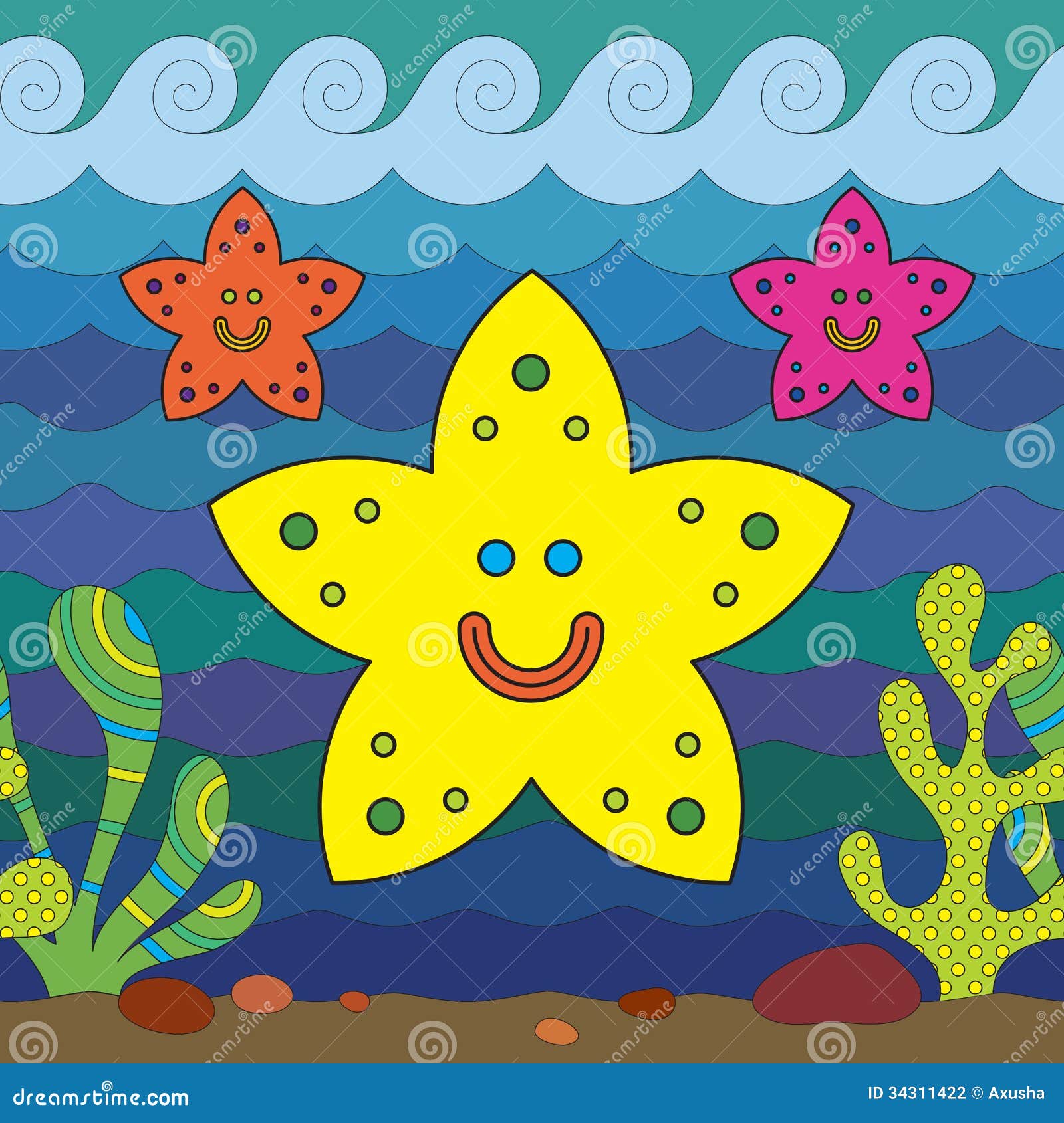 Stylize starfish stock vector. Illustration of river - 34311422