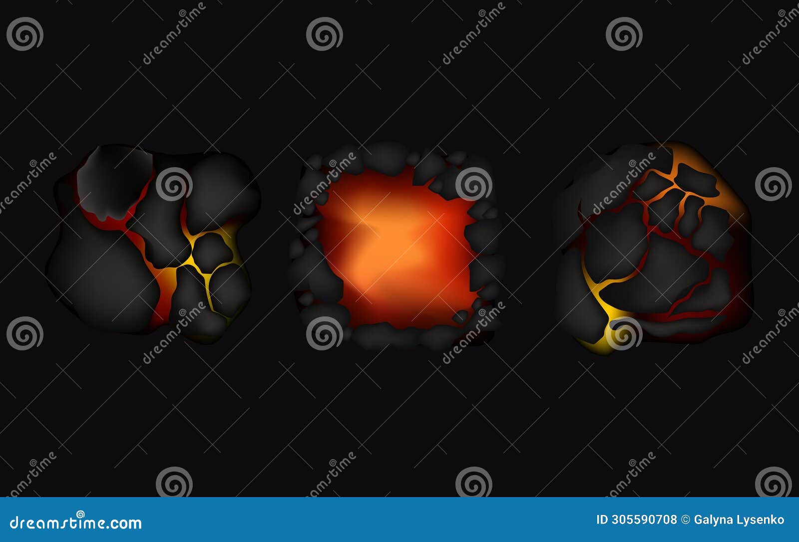 Stylized Abstract Background of Volcano Magma Glow Texture in Cracking ...