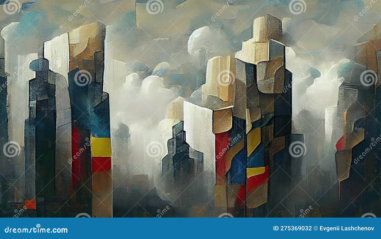 Stylized Abstract Cityscape Painting. Effect of Painting on Plaster. AI ...