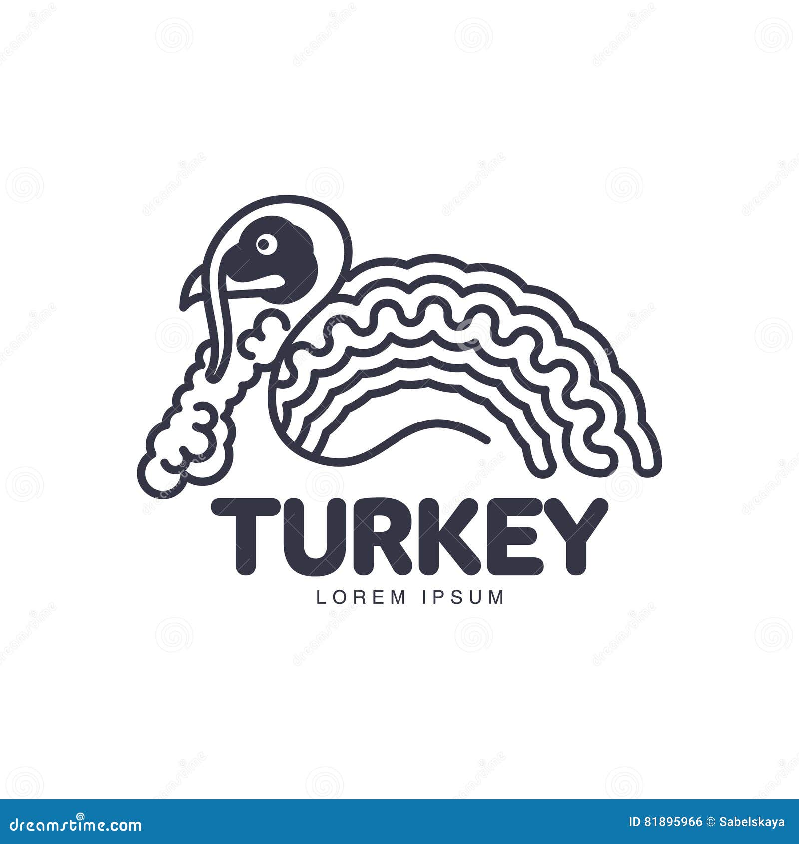 Stylized Abstract Side View Turkey Graphic Logo Template Stock Vector ...