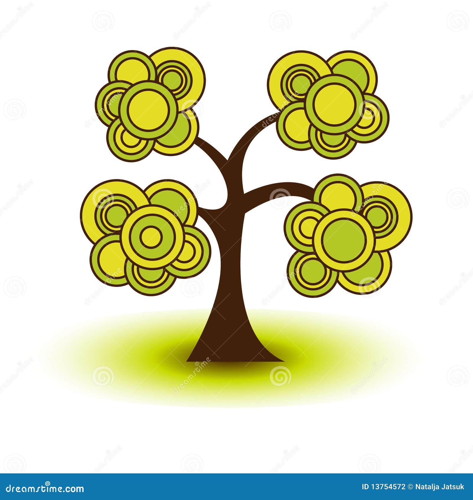 Stylized Abstract Spring Tree Stock Vector - Illustration of botany, beauty: 13754572