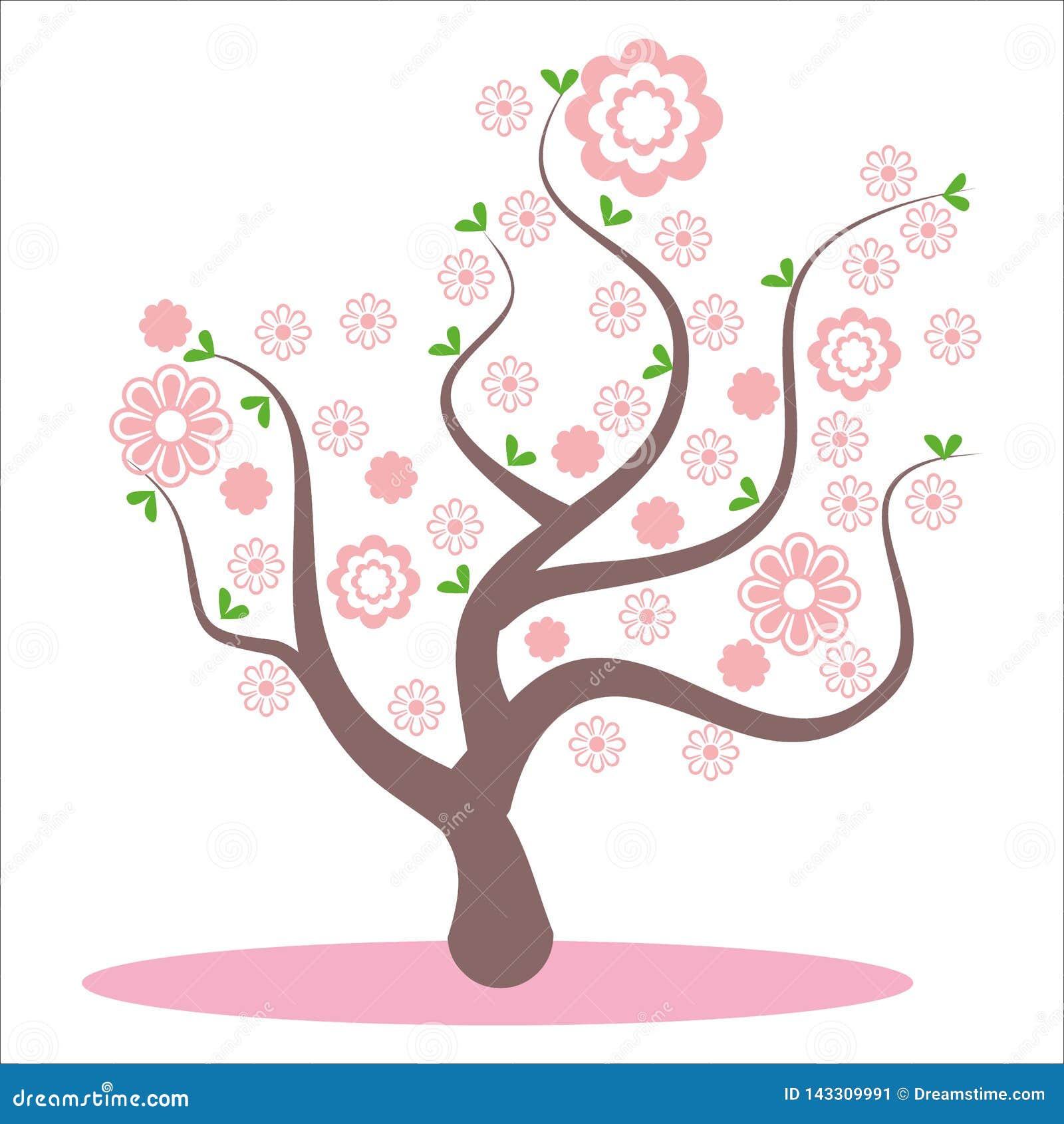 Stylized, Abstract Spring Tree. Flowers on the Branches, Flowers on the ...
