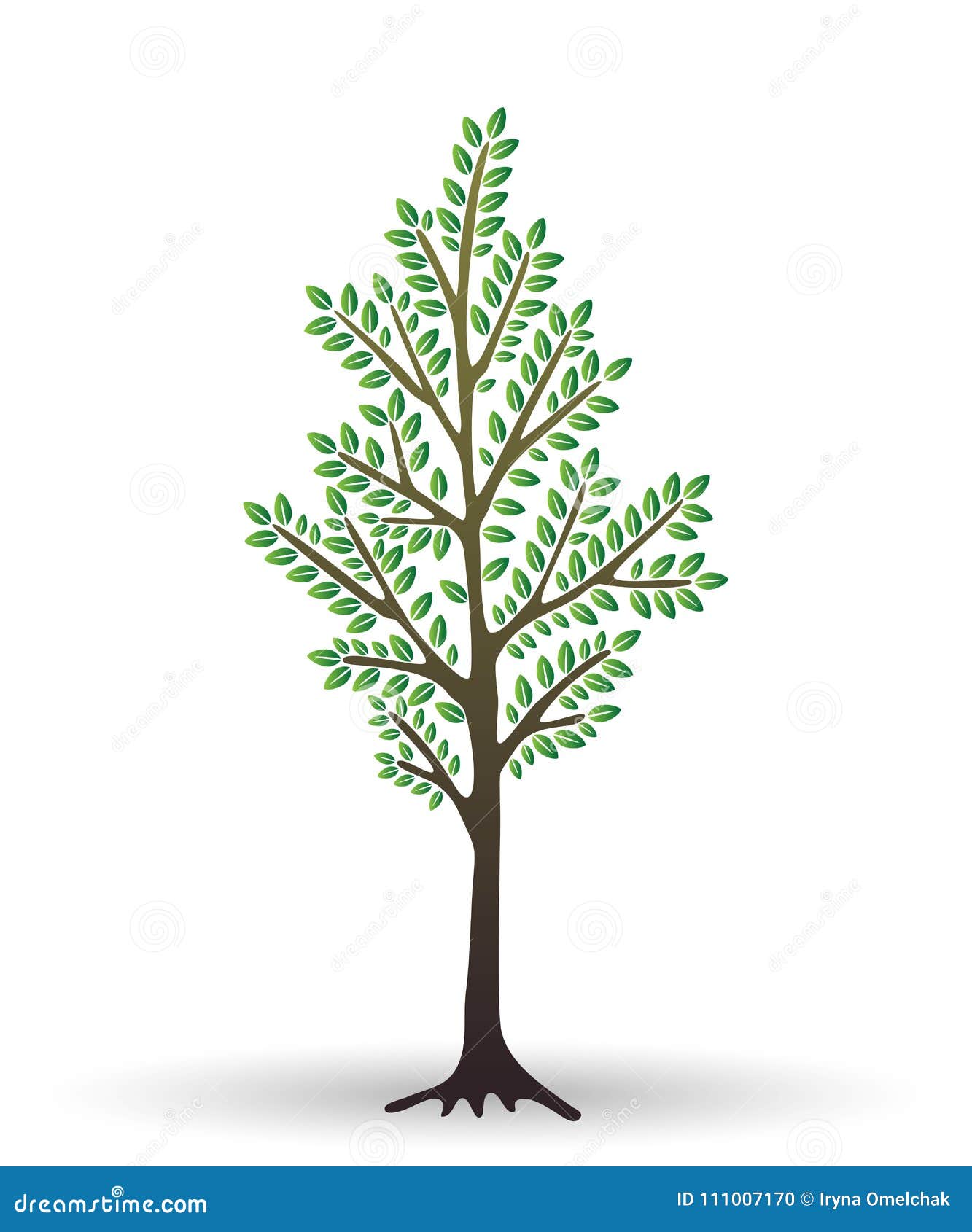 Stylized Abstract Young Tree Isolated on White Background. Vector ...