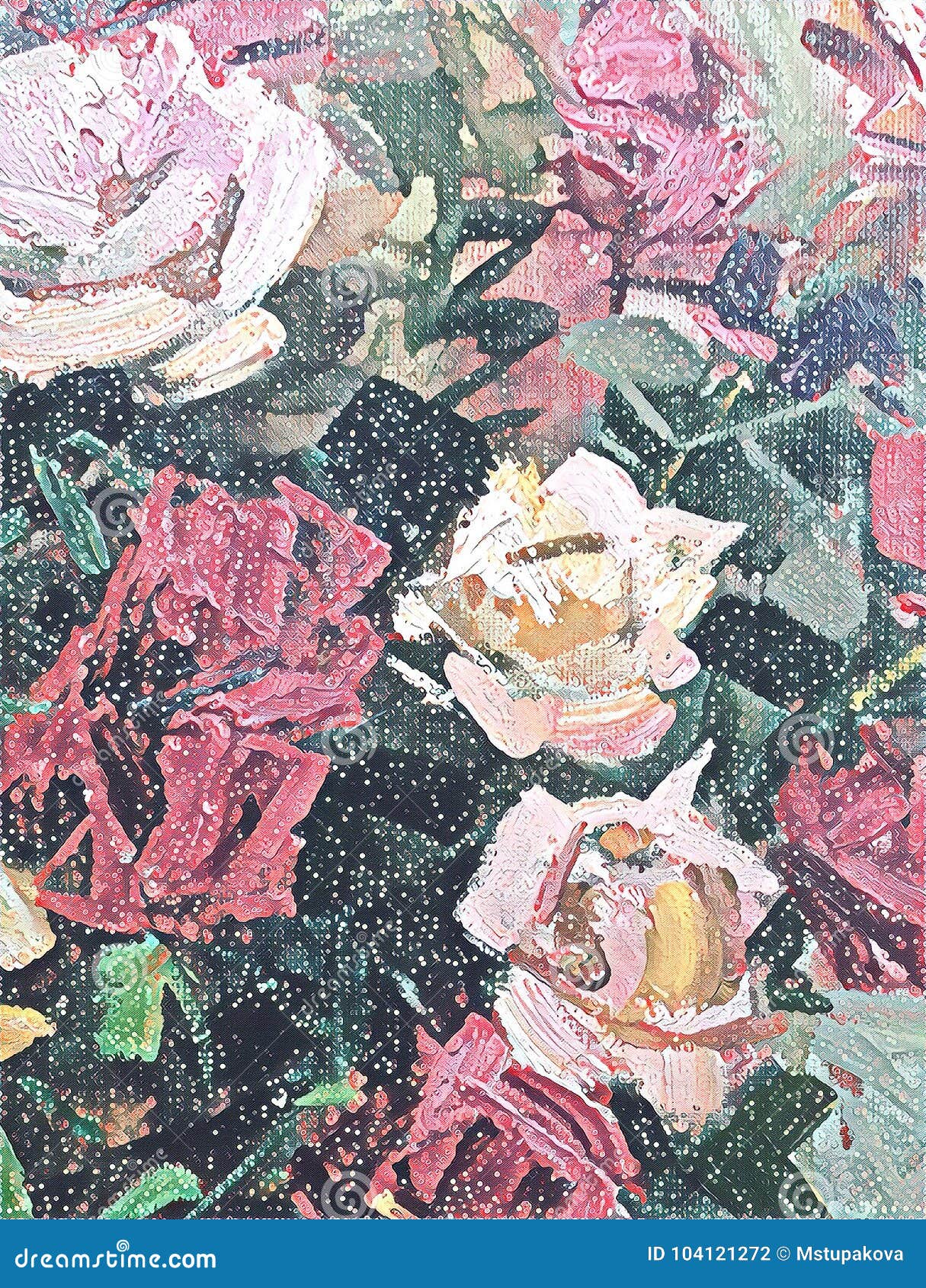 Stylized Acrylic Roses on Textured Canvas Stock Illustration ...