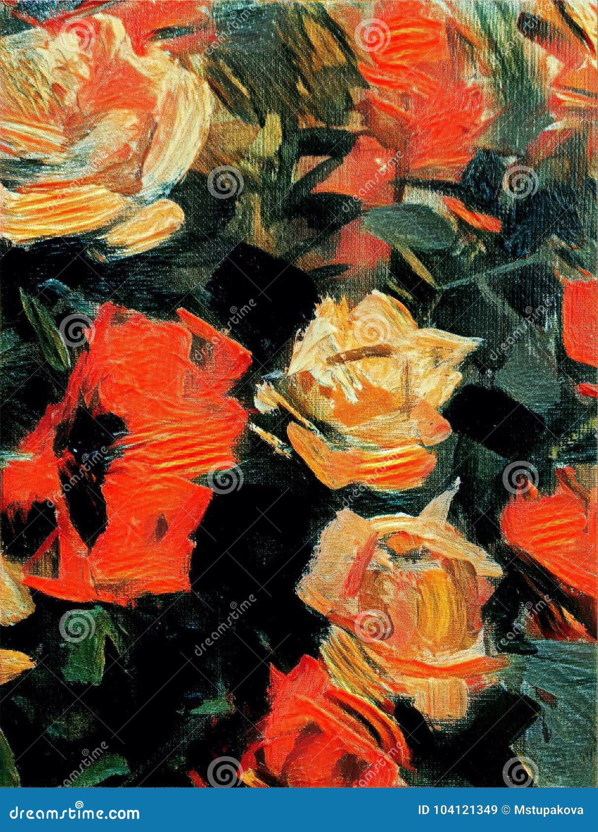 Stylized Acrylic Roses on Textured Canvas Stock Illustration ...