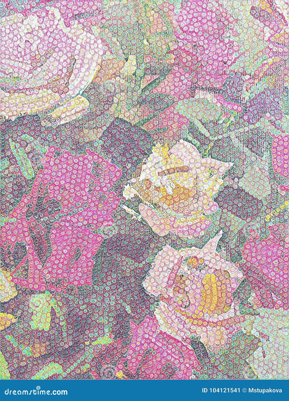 Stylized Acrylic Roses on Textured Canvas Stock Illustration ...