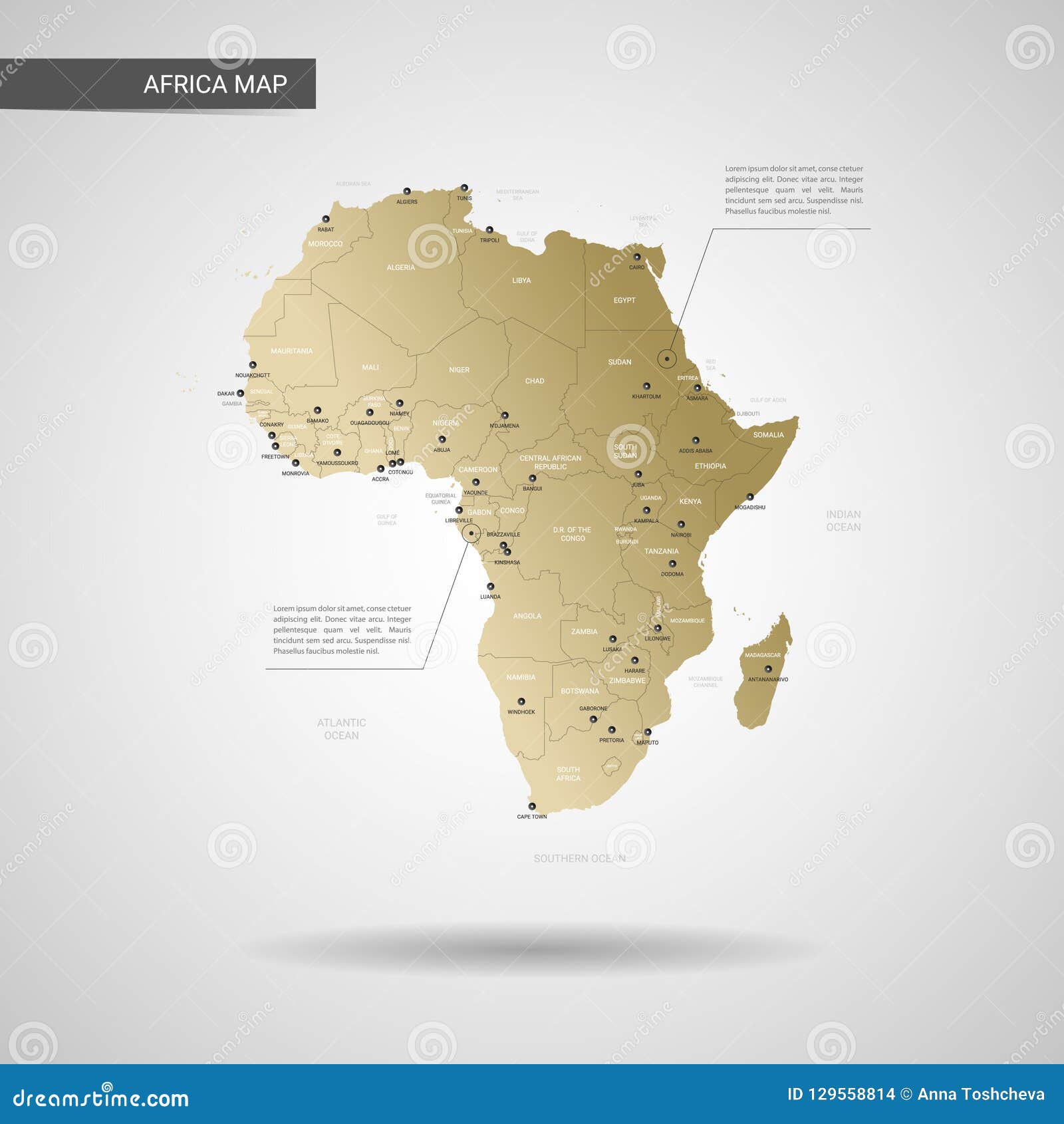 Stylized Africa Map Vector Illustration. Stock Vector - Illustration of ...