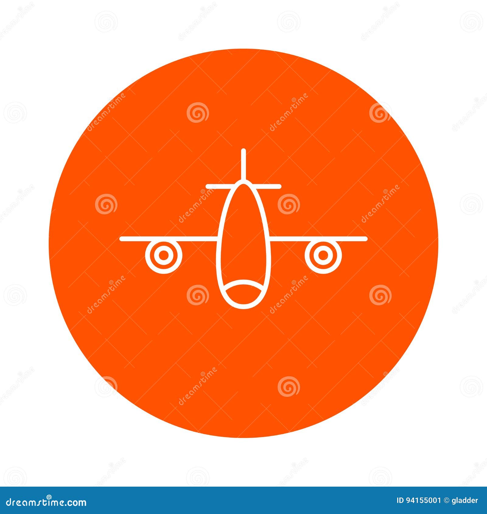 Stylized Airplane, Monochrome Round Icon, Flat Style. Stock ...