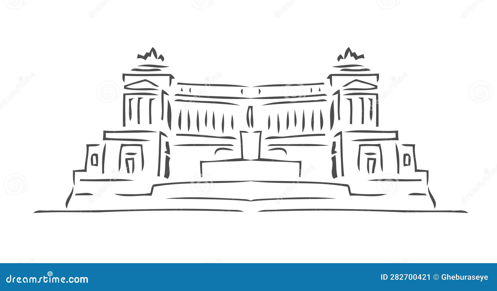 Stylized Altare Della Patria, Black and White, Monument, Rome, Isolated ...