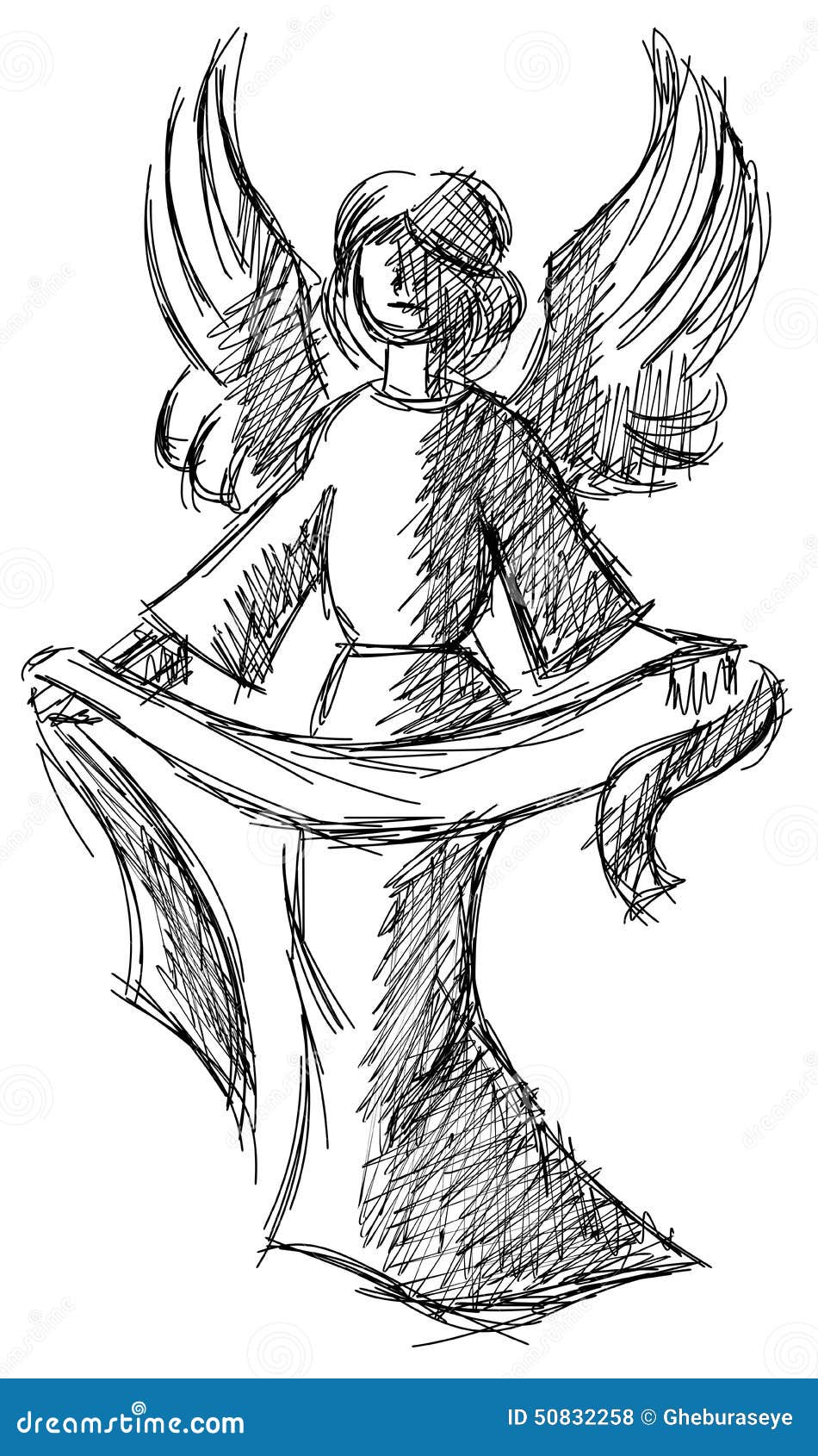 Stylized Angel in Black Isolated Stock Vector - Illustration of grey ...