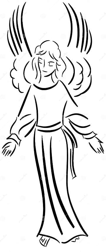 Stylized Angel in Black Isolated Stock Vector - Illustration of people ...