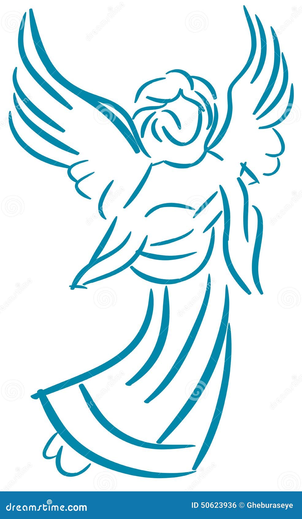 Stylized Angel in Blue Isolated Stock Vector - Illustration of hair ...