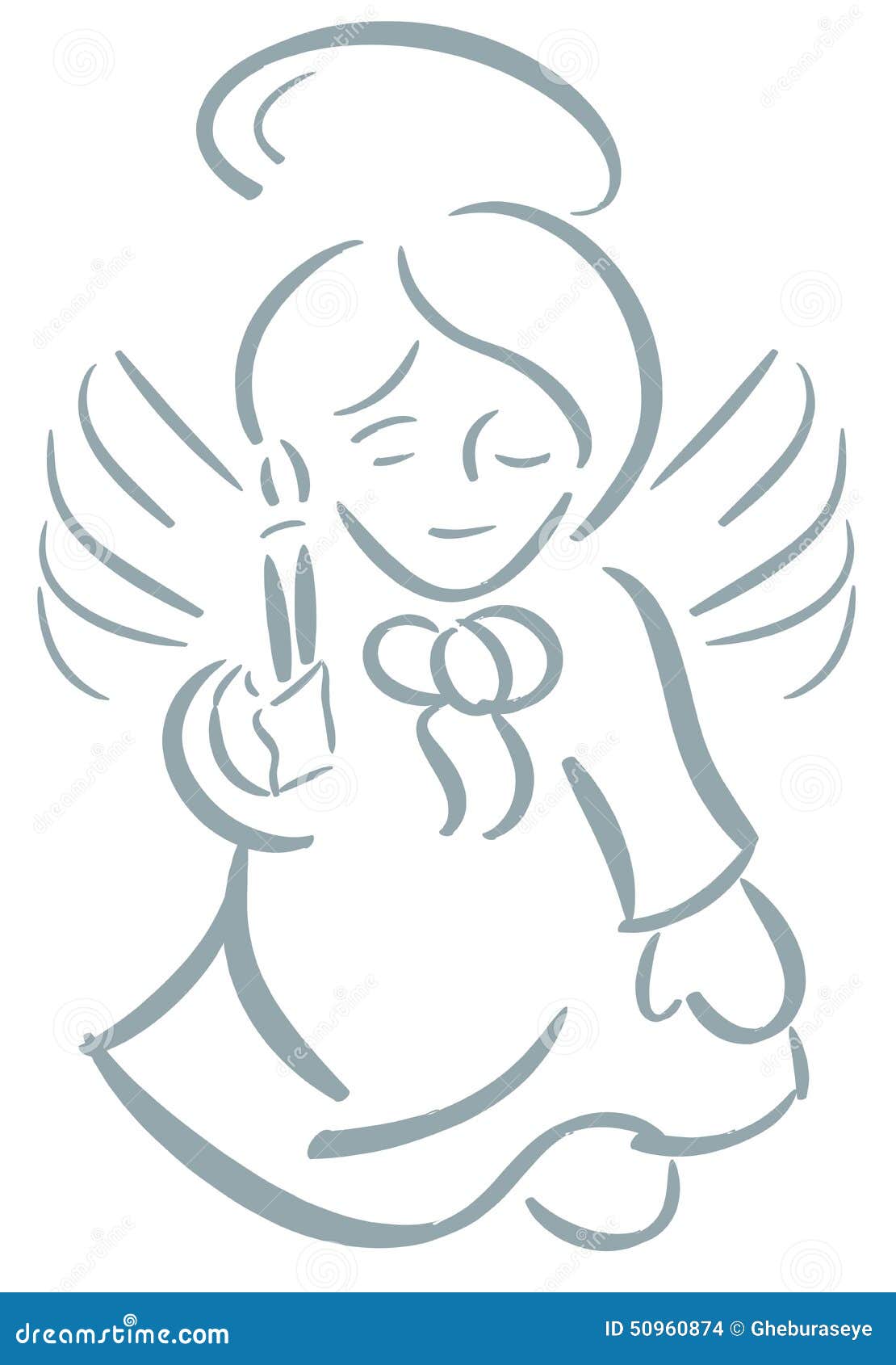 Stylized Angel with Candle Isolated Stock Vector - Illustration of card ...