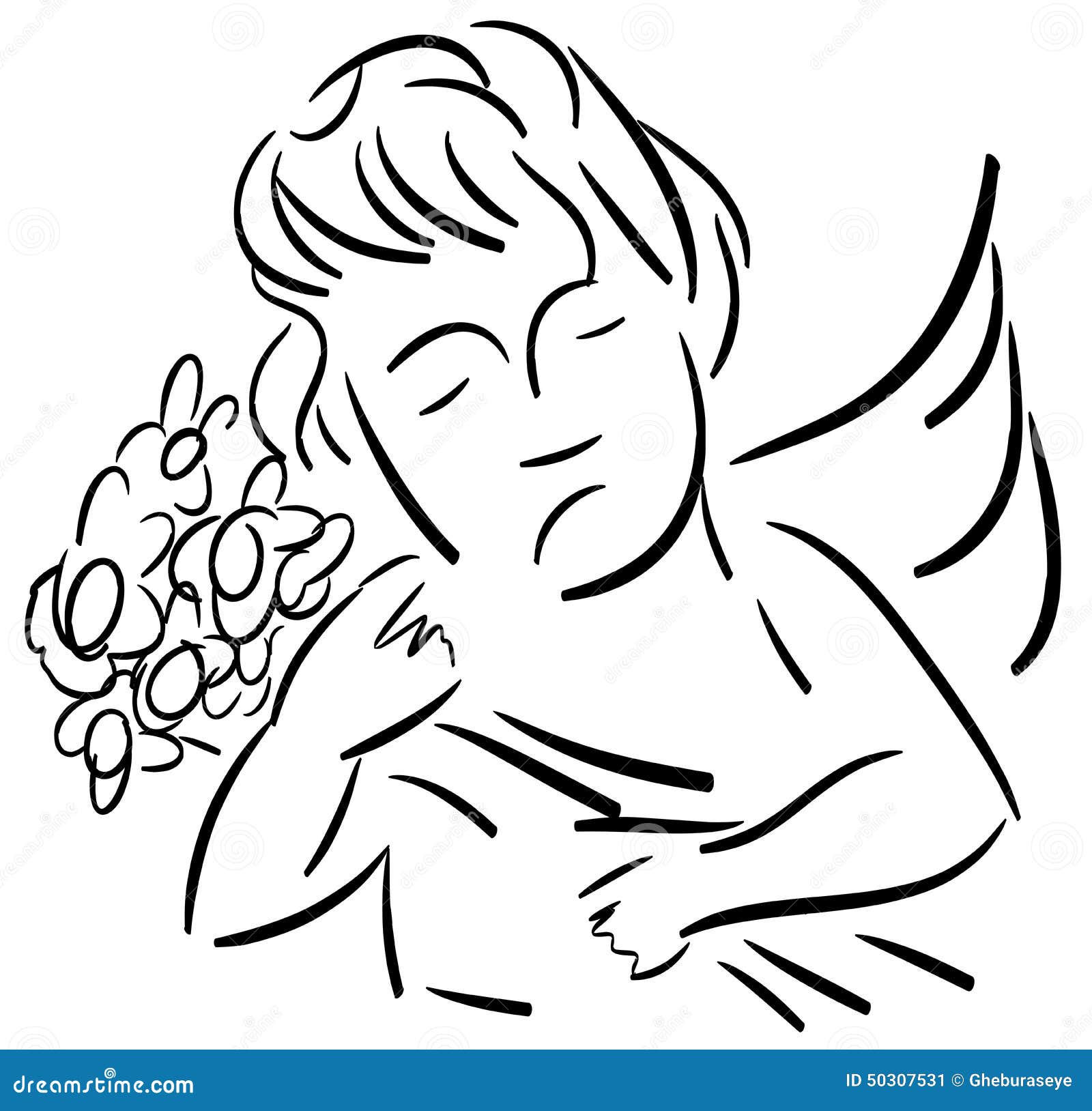 Stylized Angel with Flowers Isolated Stock Vector - Illustration of ...