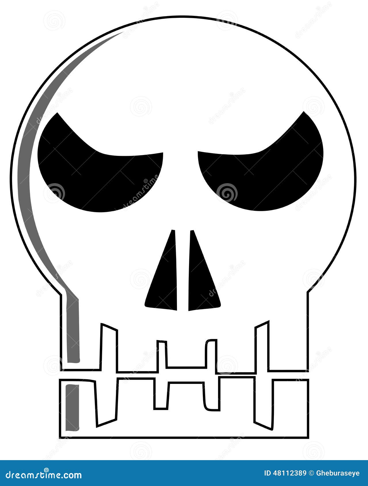Stylized Angry Skull Isolated in Black and White Stock Vector ...