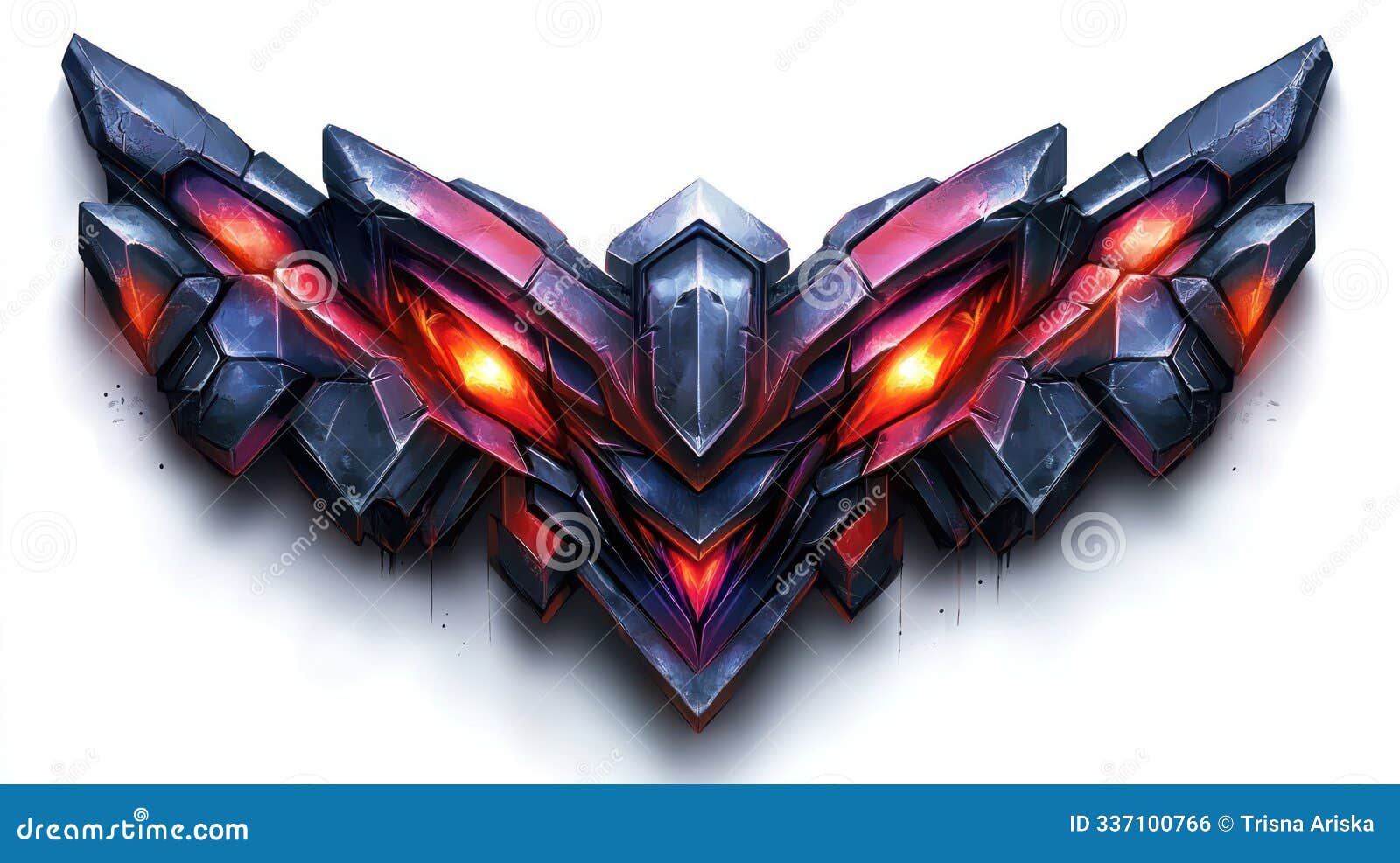 A Stylized, Angular Emblem with Glowing Eyes, Representing a ...