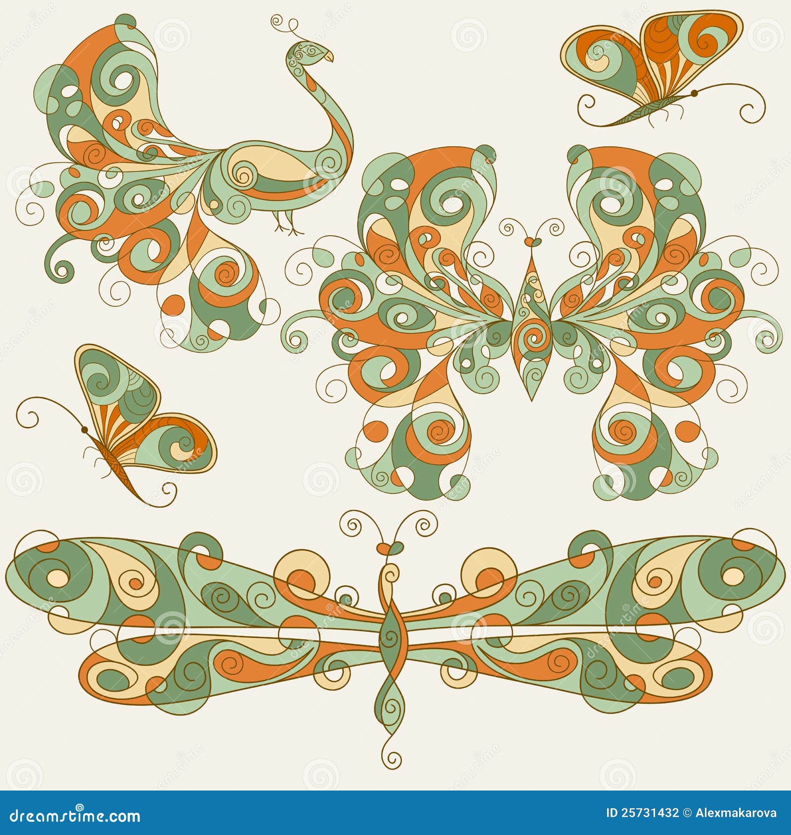 Stylized animal creatures stock vector. Illustration of retro - 25731432