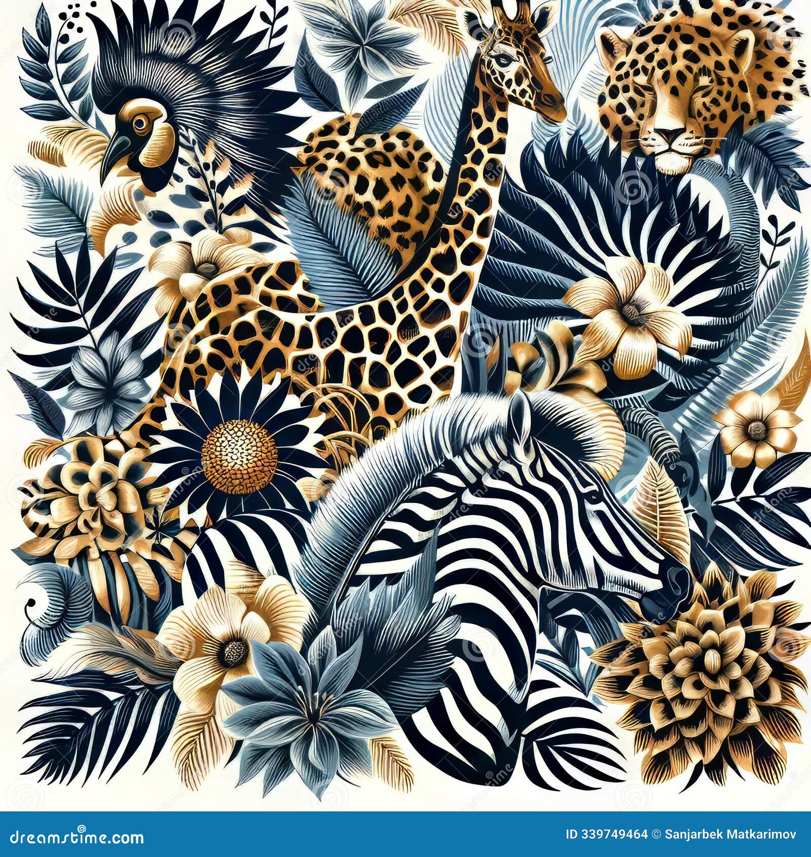 Stylized Animal Print Pattern Leopard Zebra Giraffe Etc Adds a T Stock ...