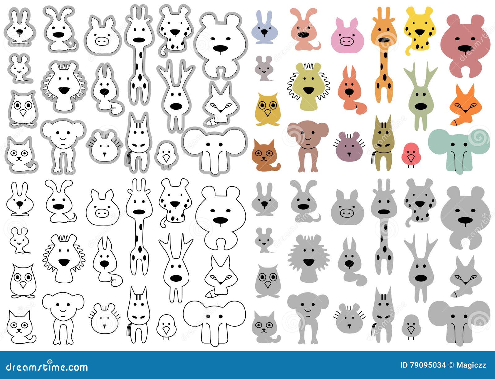 Stylized animal set stock vector. Illustration of puppy - 79095034