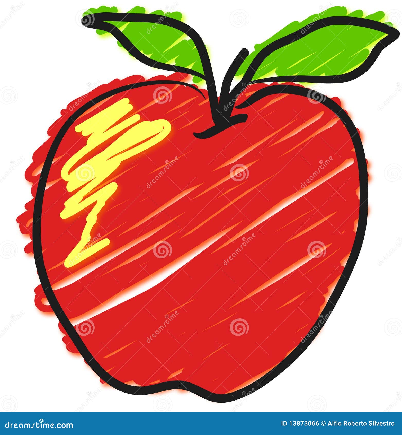 Stylized Apple stock vector. Illustration of branch, lemonade - 13873066