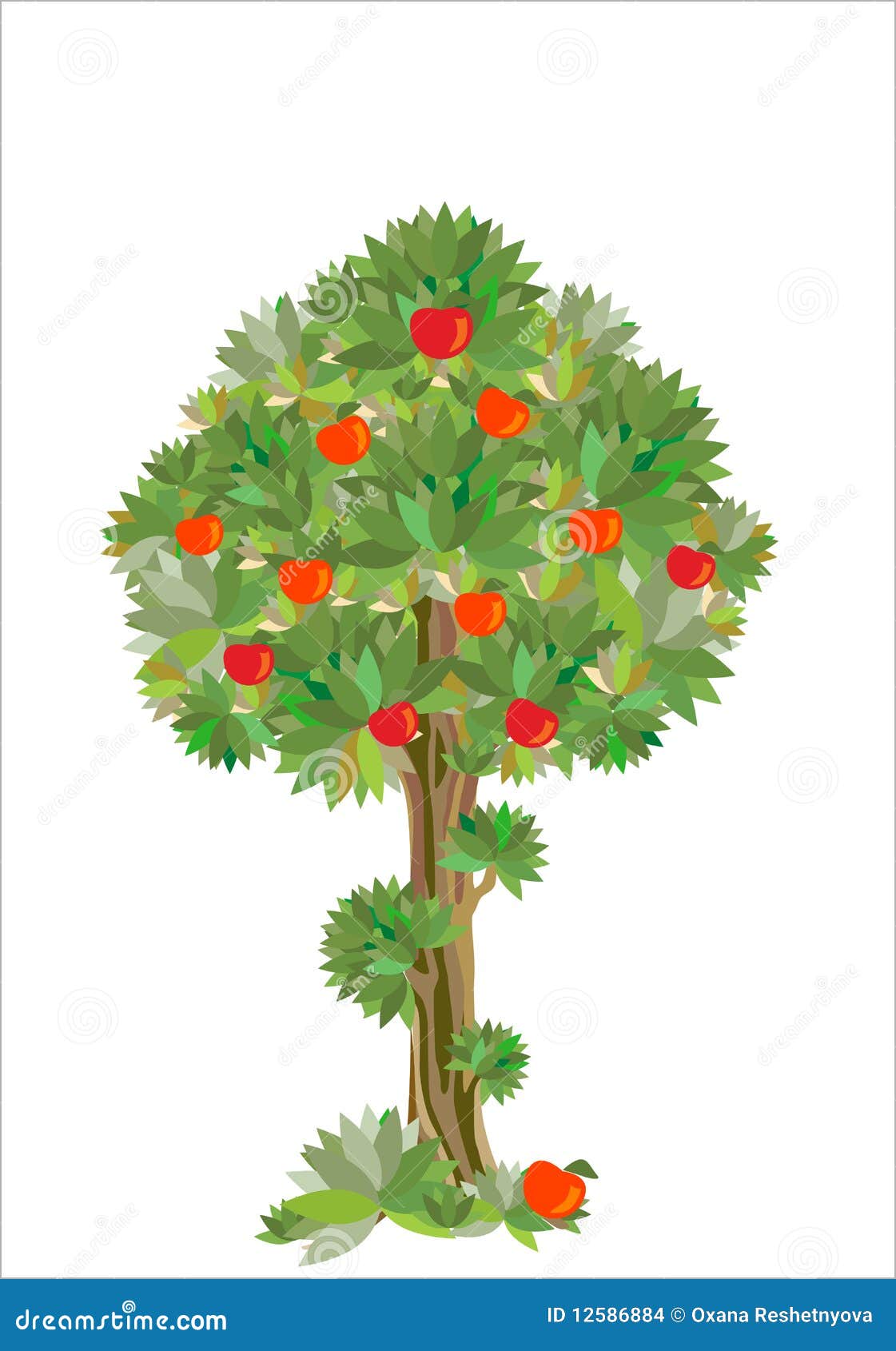 Stylized apple tree stock vector. Illustration of fresh - 12586884