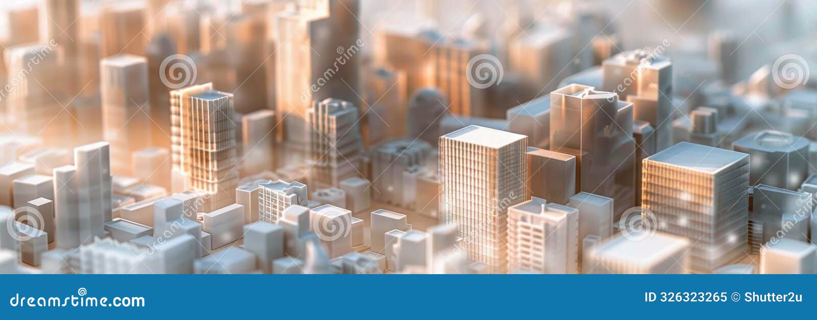 Stylized Architectural Model City Illustrating Urban Planning and ...
