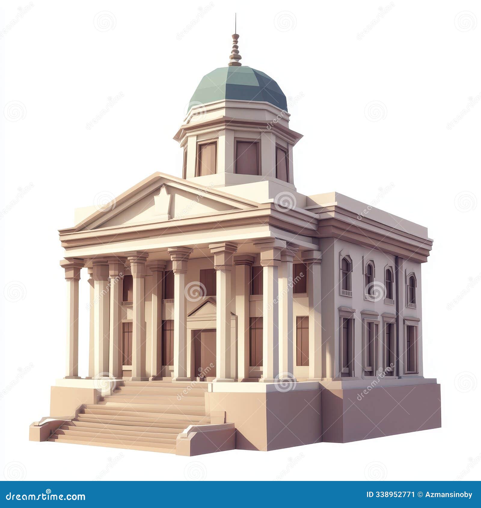 A Stylized Architectural Model of a Classical Building with Columns and ...