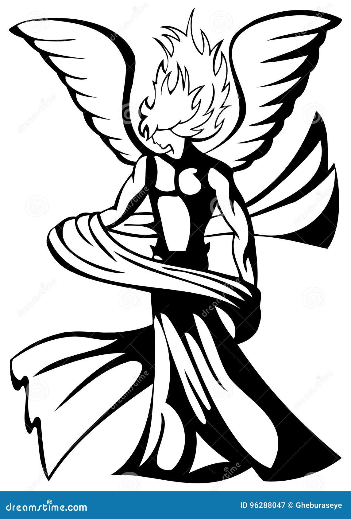 Stylized Artistic Angel in Black Isolated Stock Illustration ...