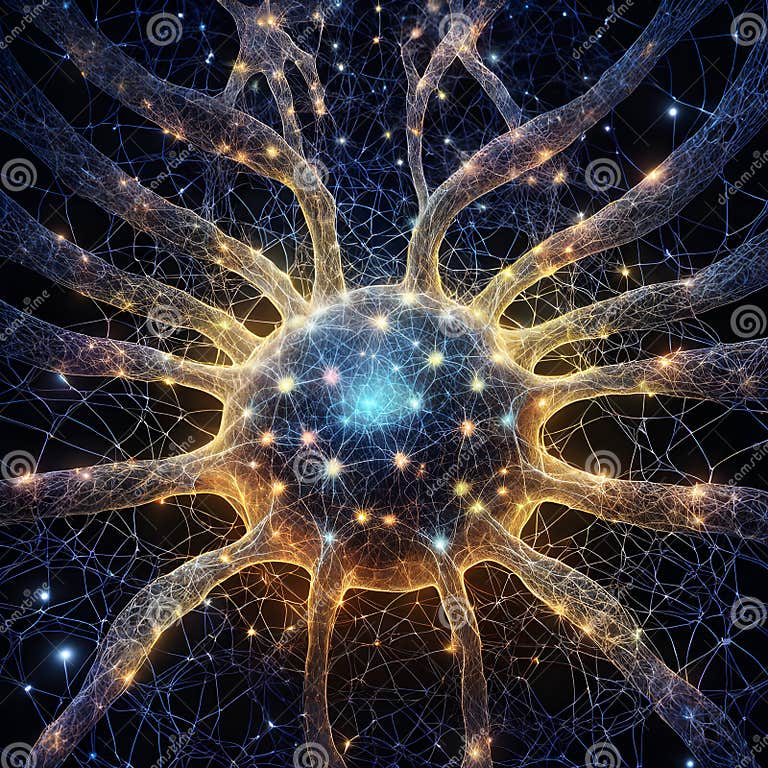 A Stylized and Artistic Representation of a Neuron, Which is a Type of ...