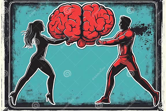 Stylized Artwork of Two Athletes Pulling on Opposite Sides of Glowing ...