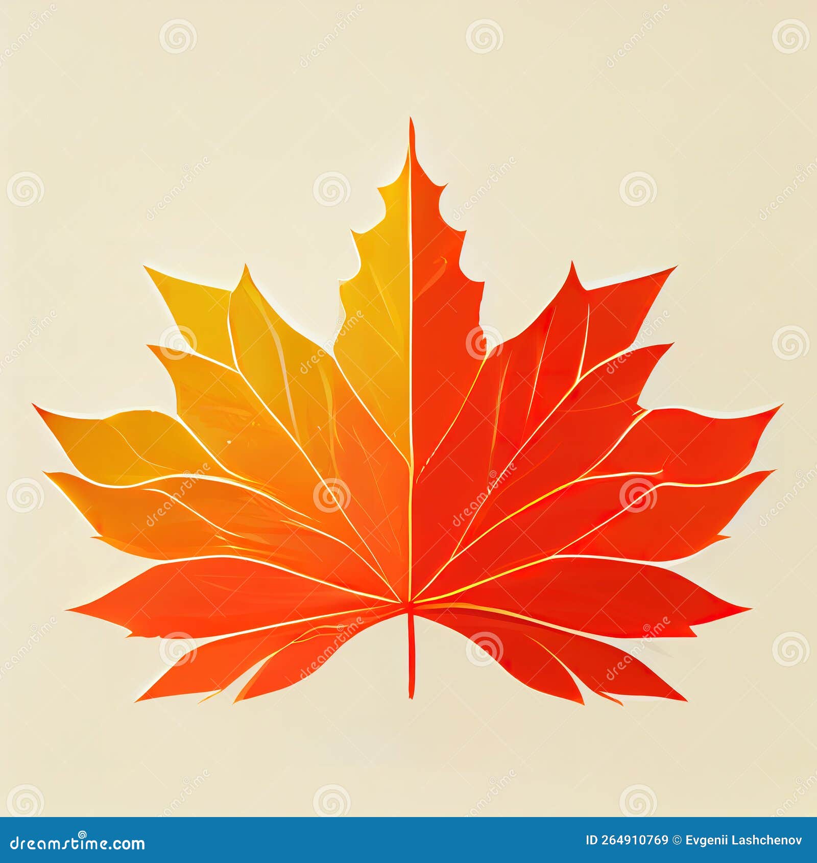 Stylized Autumn Maple Leaf on Isolated Background. Digital Illustration ...