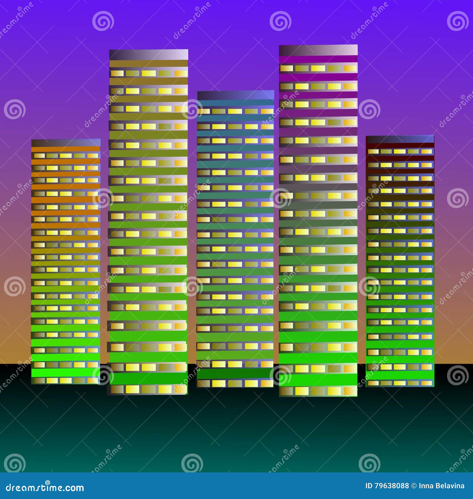 Stylized Background with Skyscrapers. Stock Illustration - Illustration ...