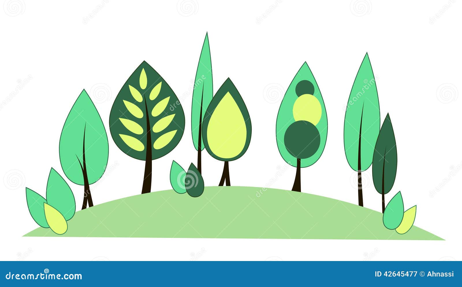 Stylized Background with Trees on a Hill Stock Vector - Illustration of ...
