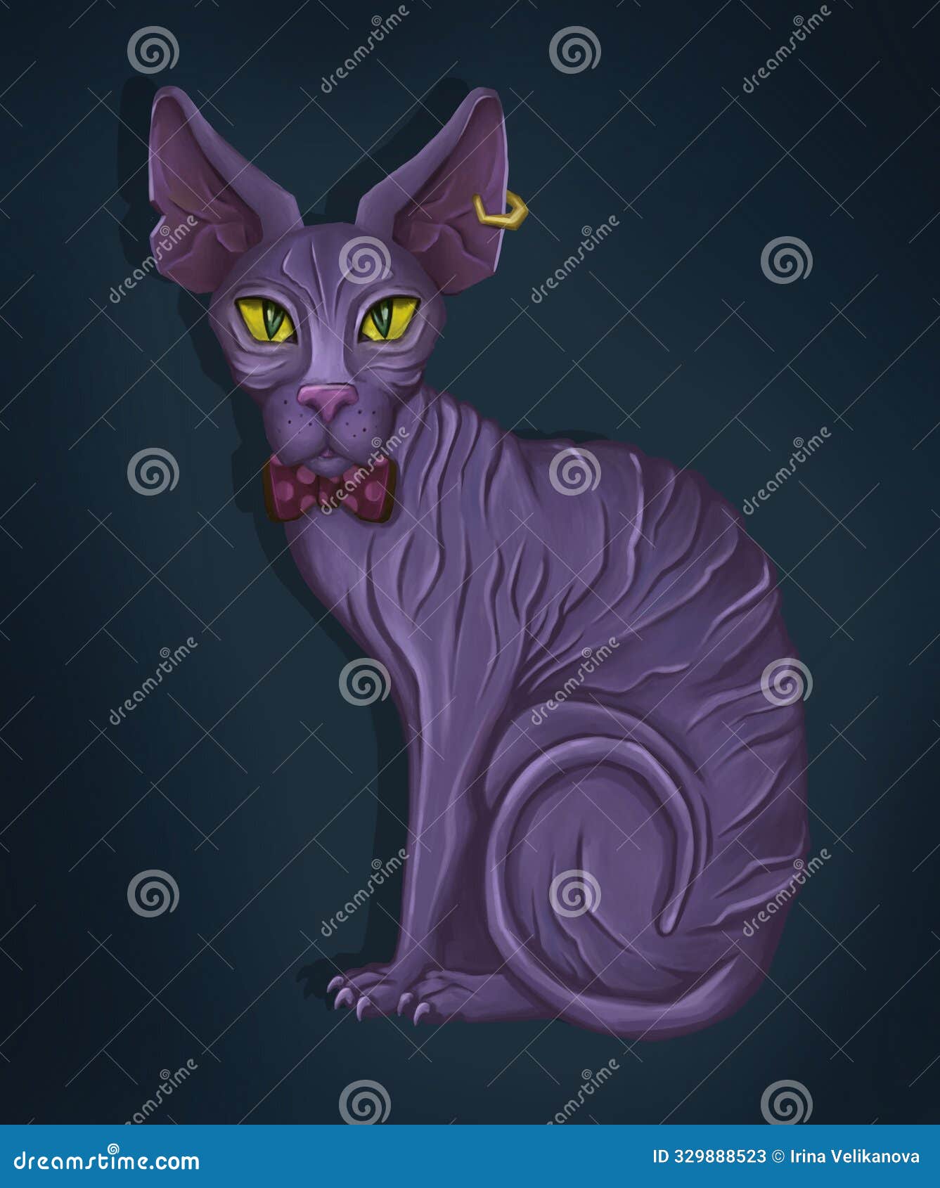 Stylized Bald Cat Is Angry And Hisses, Sphinx, Hand Drawn Illustration ...