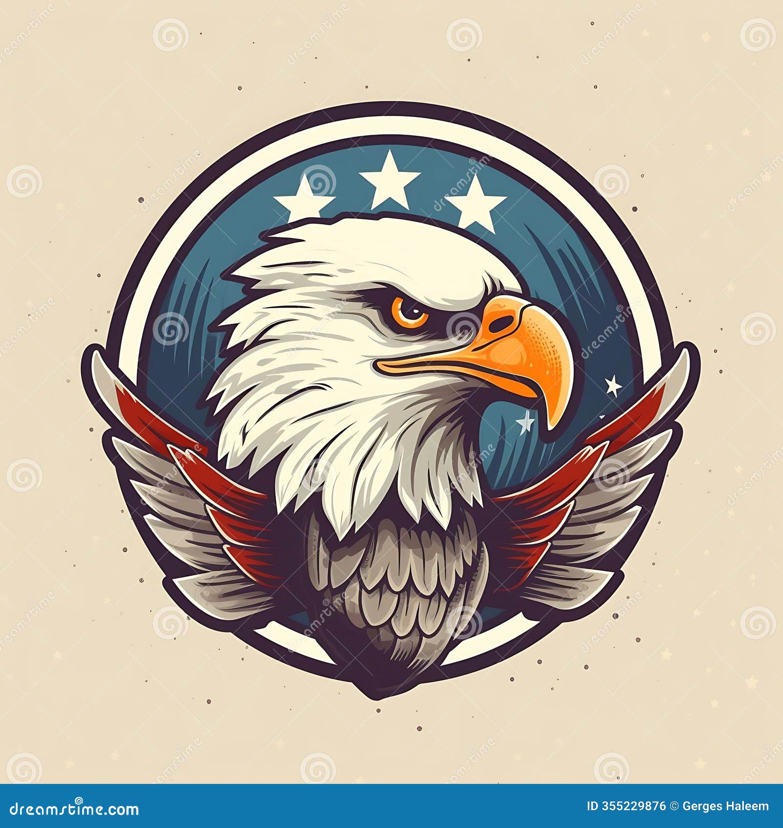 Stylized Bald Eagle Emblem with Vibrant Colors and Sharp Details. Stock Illustration ...