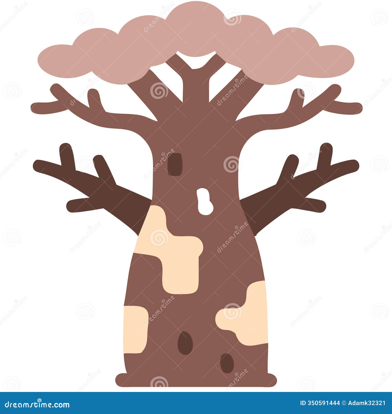 Stylized Baobab Tree Vector Illustration For Nature And Education ...