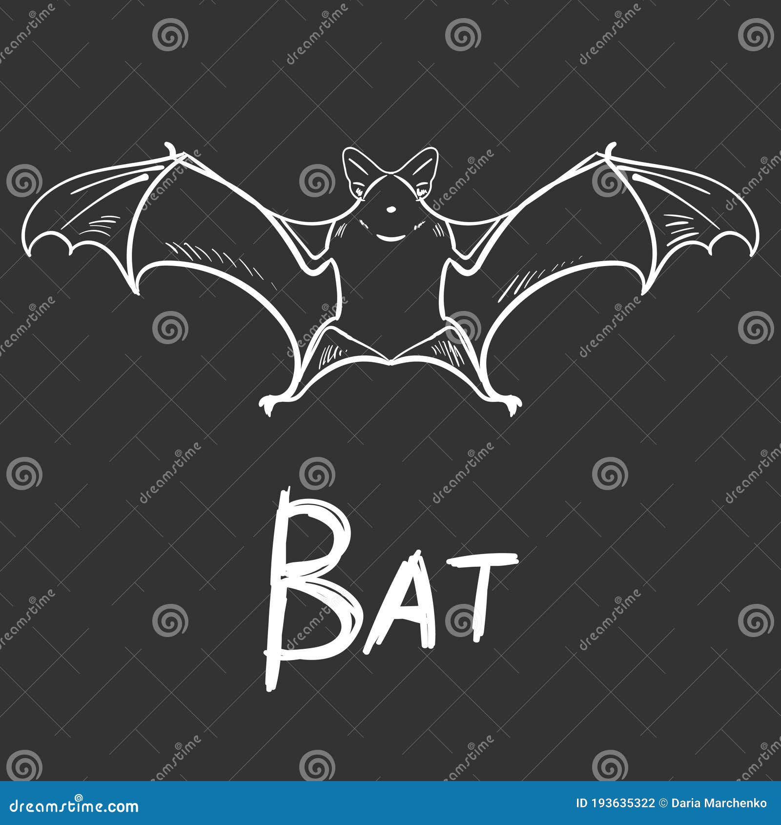 Stylized Bat. Hand Drawn Linear Rough Sketch Stock Vector ...