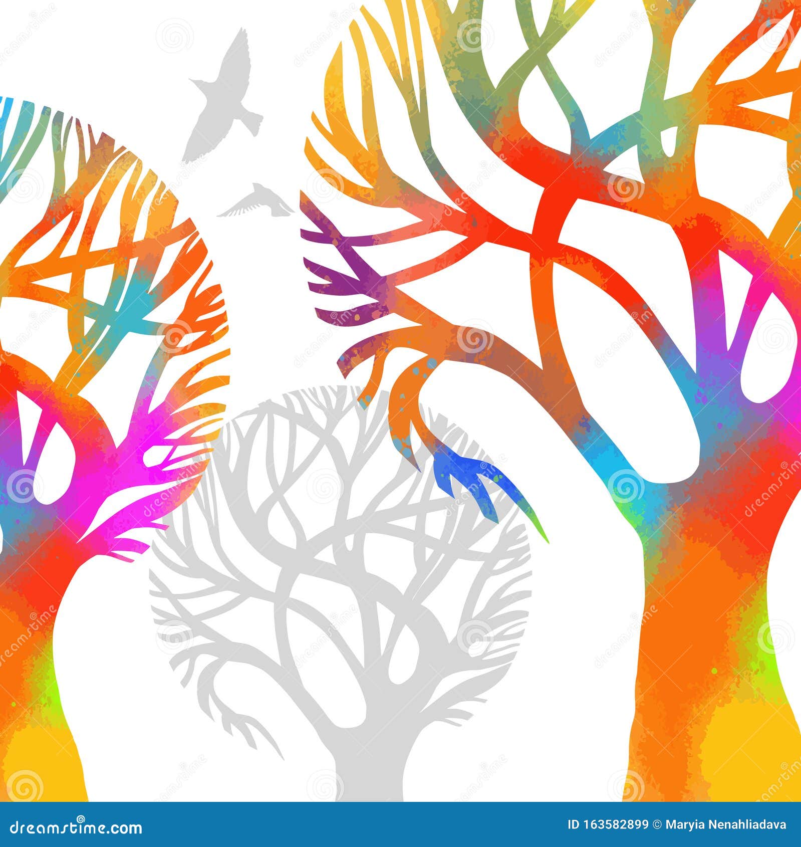 A Stylized Beautiful Multi-colored Tree. Vector Stock Illustration ...