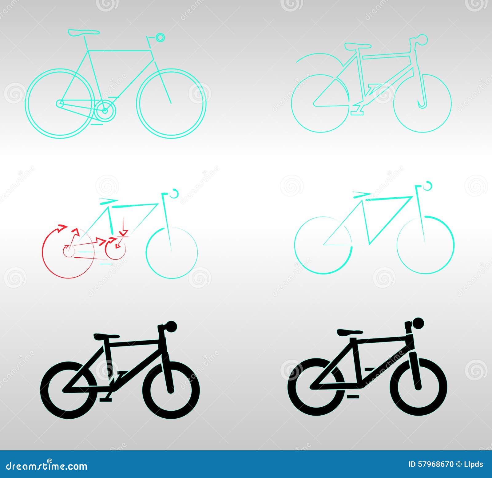Stylized bicycles stock vector. Illustration of enduro - 57968670