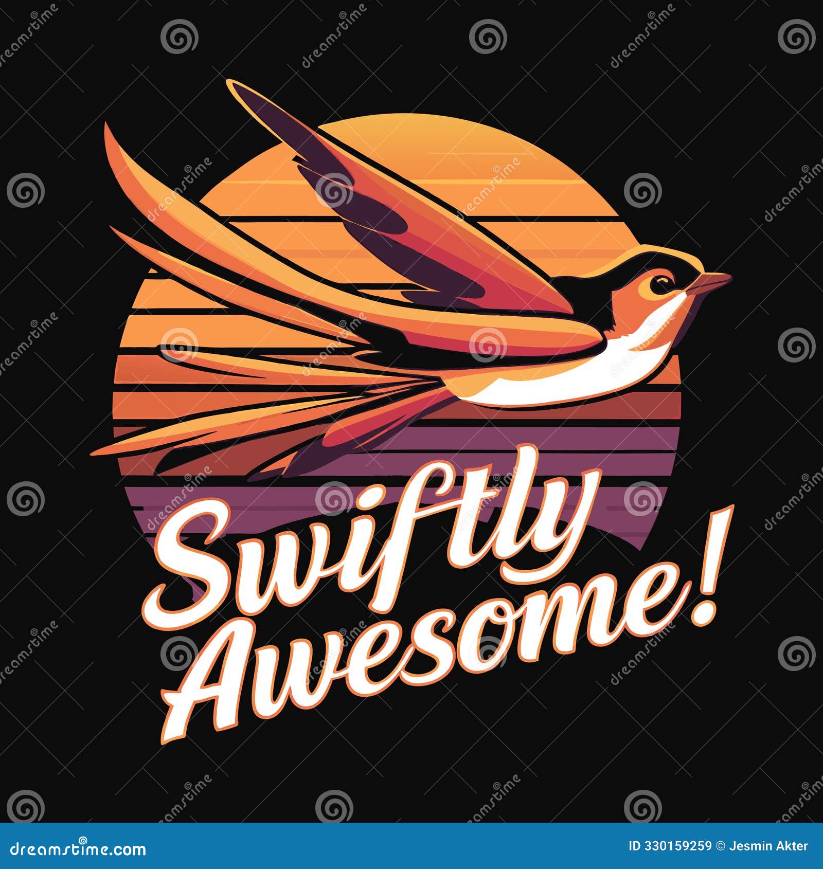Swiftly Awesome Bird Design Stock Illustration - Illustration of shirt ...