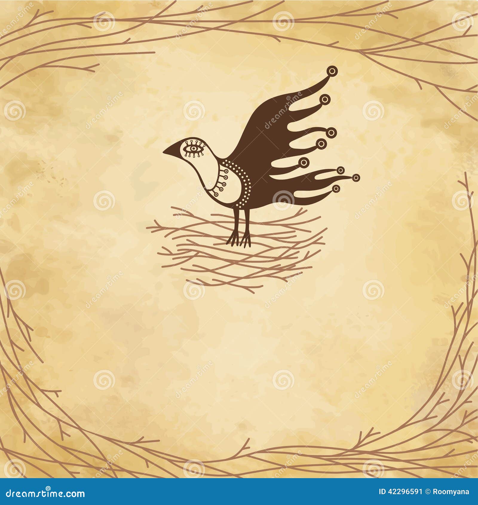 Stylized bird in a nest stock vector. Illustration of care - 42296591